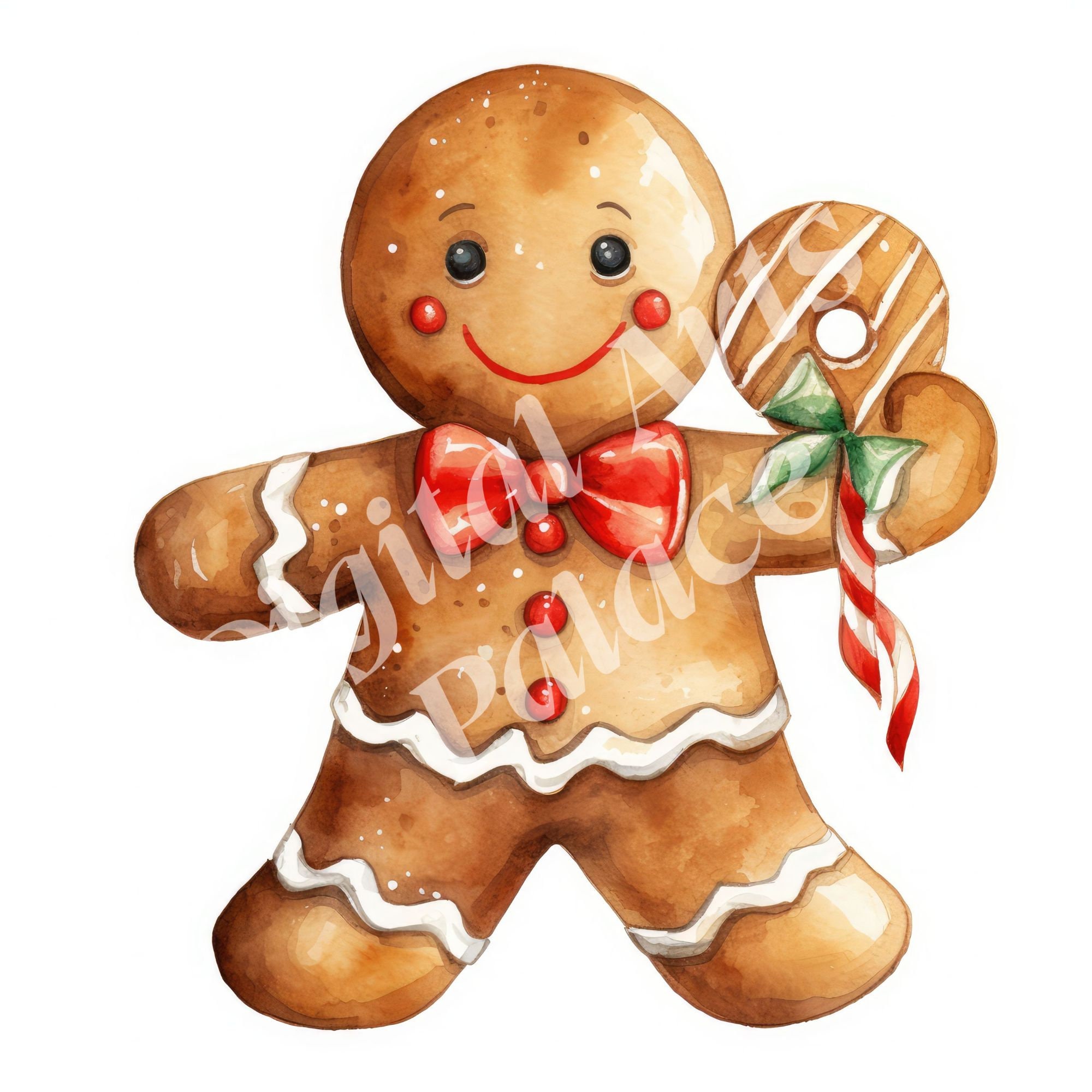 Gingerbread Man Clipart Christmas Clipart Jpgs Instant Digital Download ...