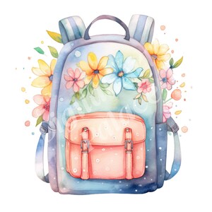 Backpack Clipart, Watercolor School Backpack Clipart, Jpgs, Instant ...