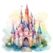 Princess Castle Clipart, Pastel Watercolor Castle Clipart, Jpgs ...
