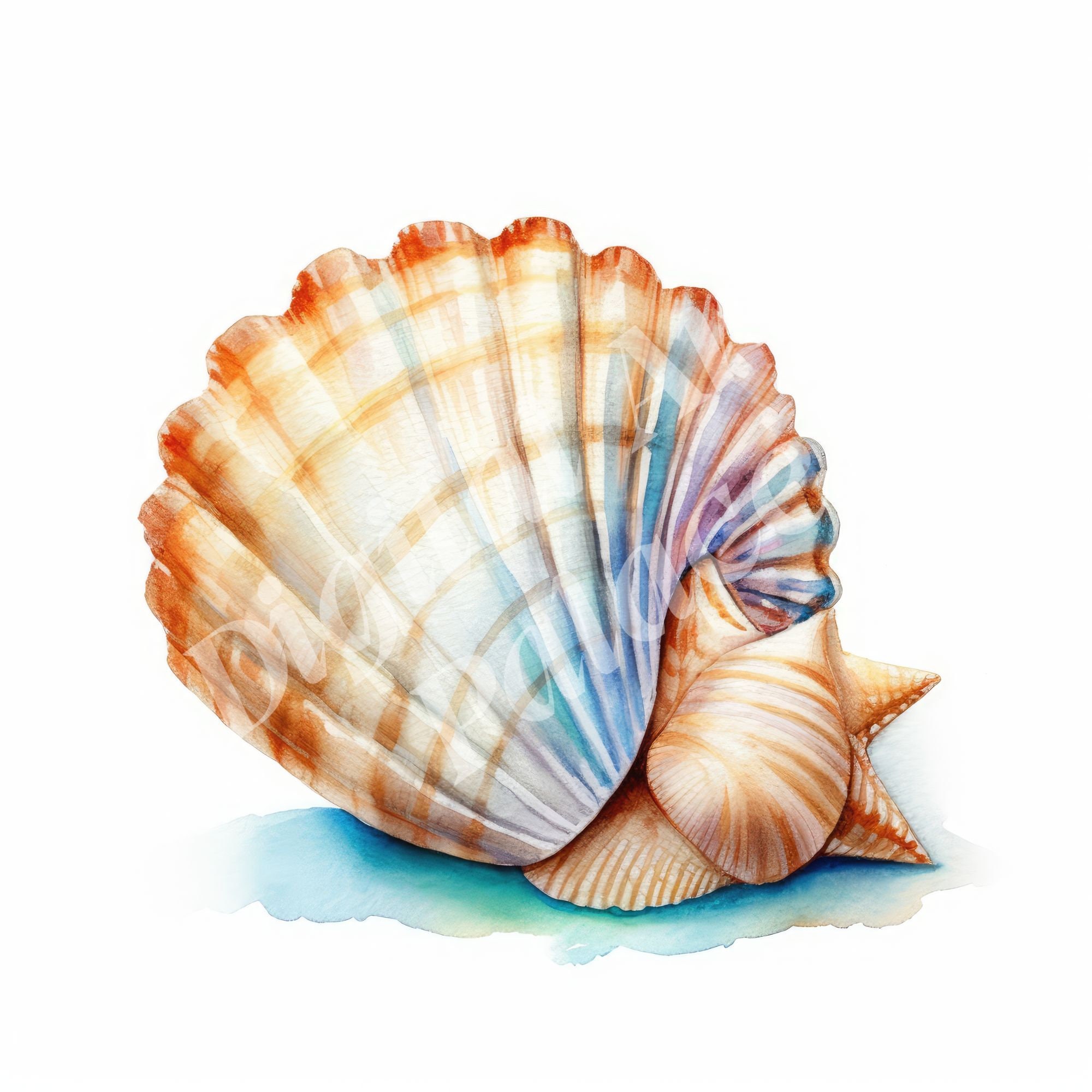 Seashells Clipart Summer Beach Clipart Jpgs Instant Digital Download ...