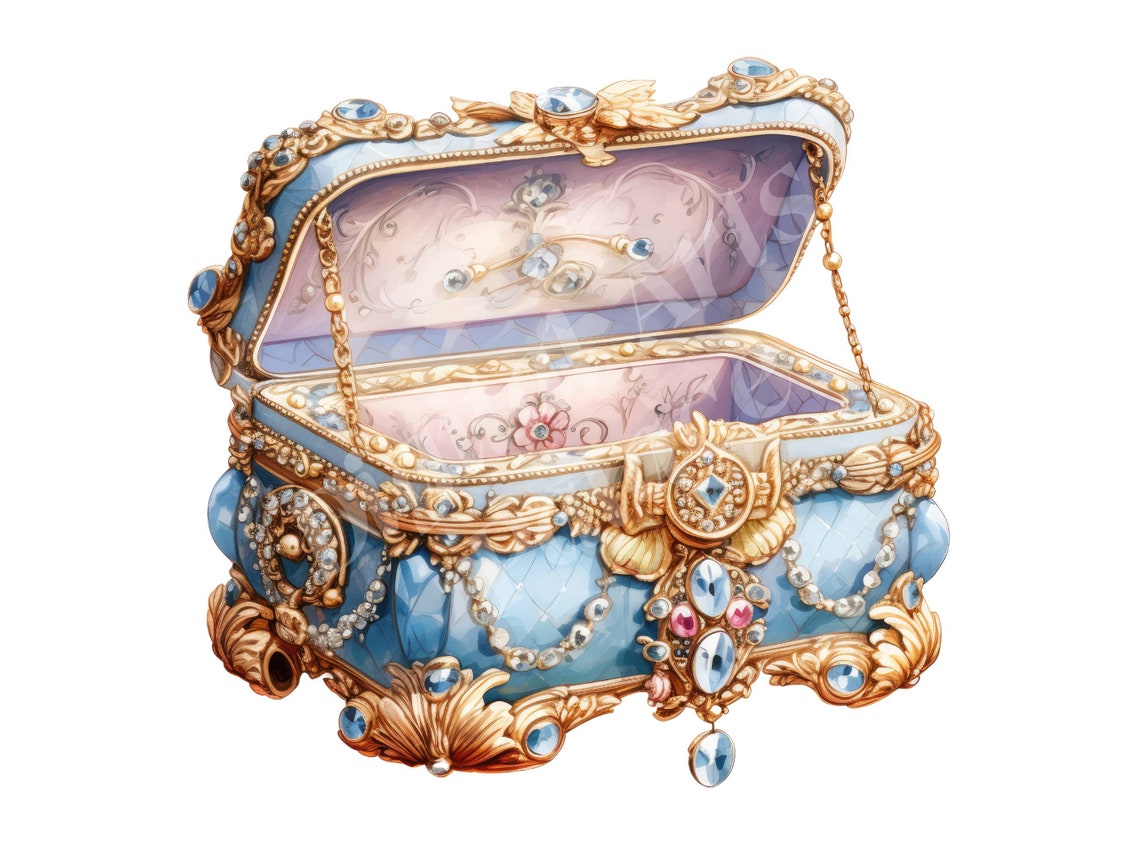 Jewelry Box Clipart, Vintage Jewelry Box Clipart, Instant Digital ...
