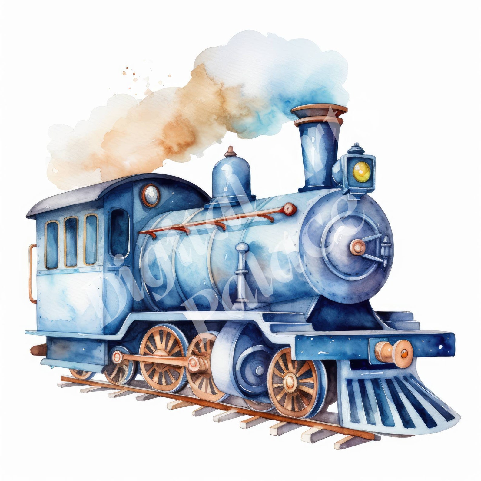 Train Clipart, Watercolor Train Clipart, Jpgs, Instant Digital Download ...