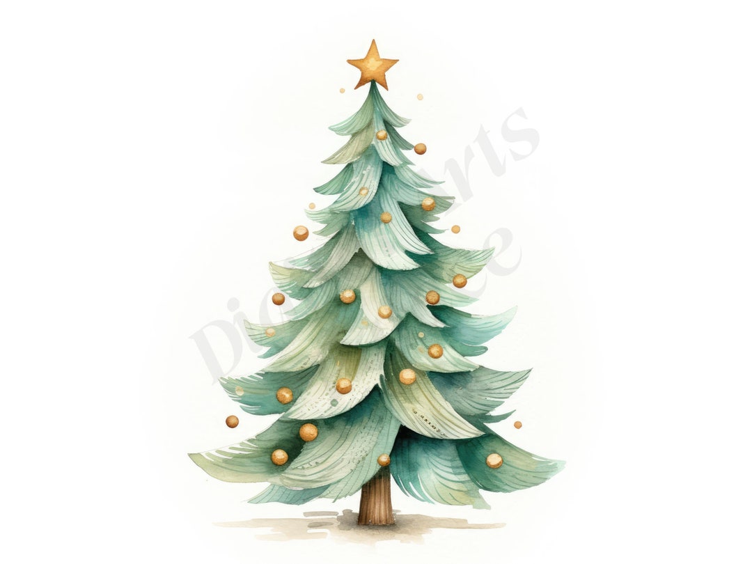 Christmas Tree Clipart, Funky Christmas Tree Clipart, Instant Digital ...