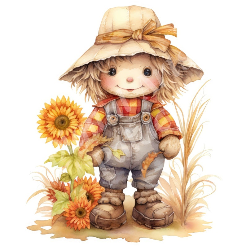 Cute Scarecrow Clipart Bundle Fall Autumn Thanksgiving Etsy