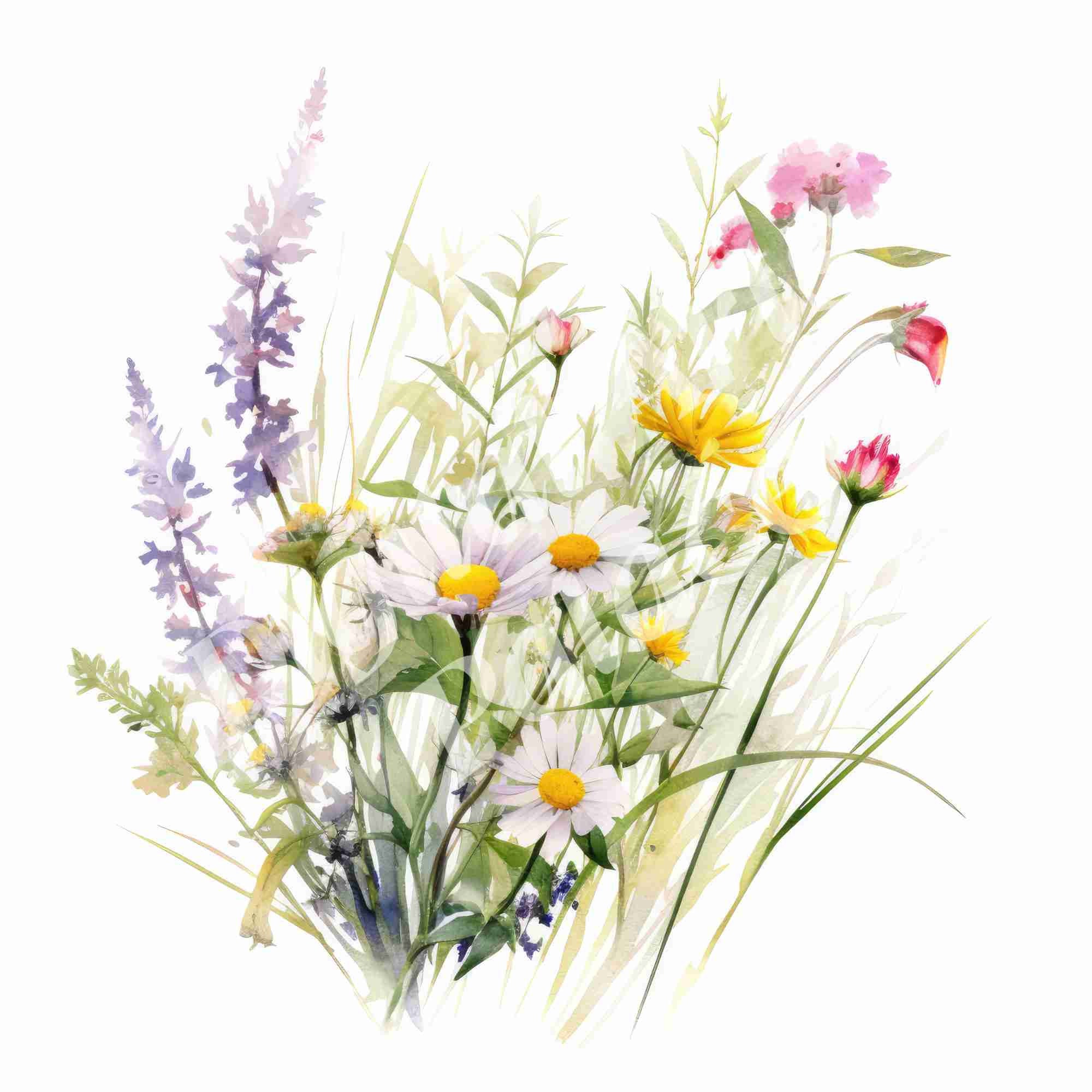 Wildflowers Clipart Watercolor Flowers Clipart Jpgs Instant - Etsy