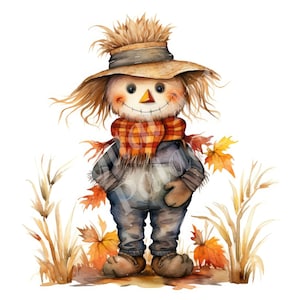 Cute Scarecrow Clipart Bundle, Fall Autumn Thanksgiving Clipart, Jpgs ...