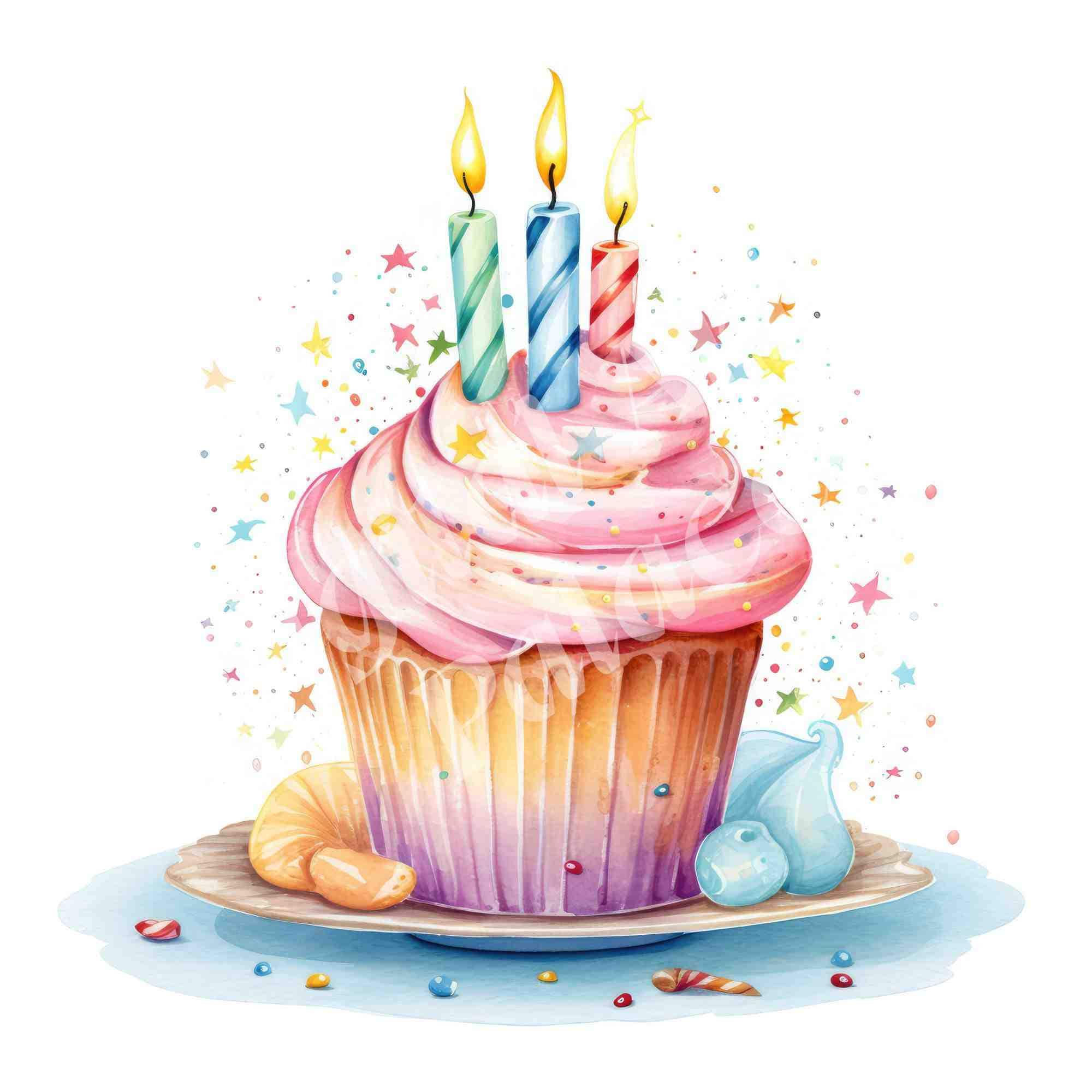 Birthday Cupcake Clipart, Cupcake Clipart, Jpgs, Instant Digital ...