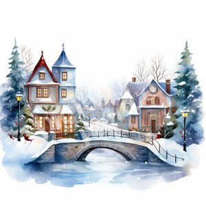 Winter Village Clipart, Christmas Village Clipart, Jpgs, Instant ...