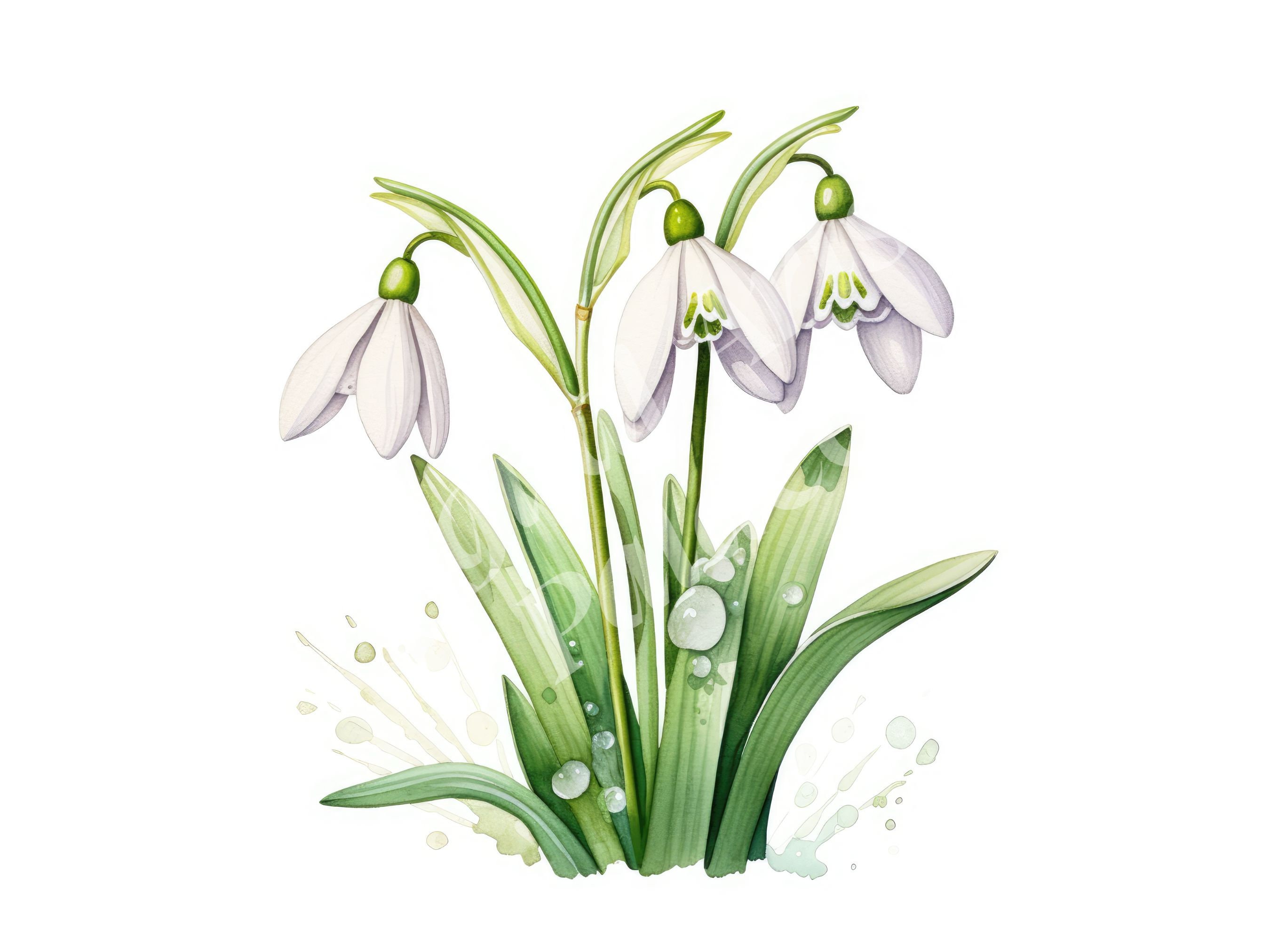 Snowdrops Clipart, January Birth Flower Clipart, Jpgs, Digital Download ...