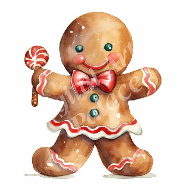 Gingerbread Man Clipart Christmas Clipart Jpgs Instant Digital Download ...