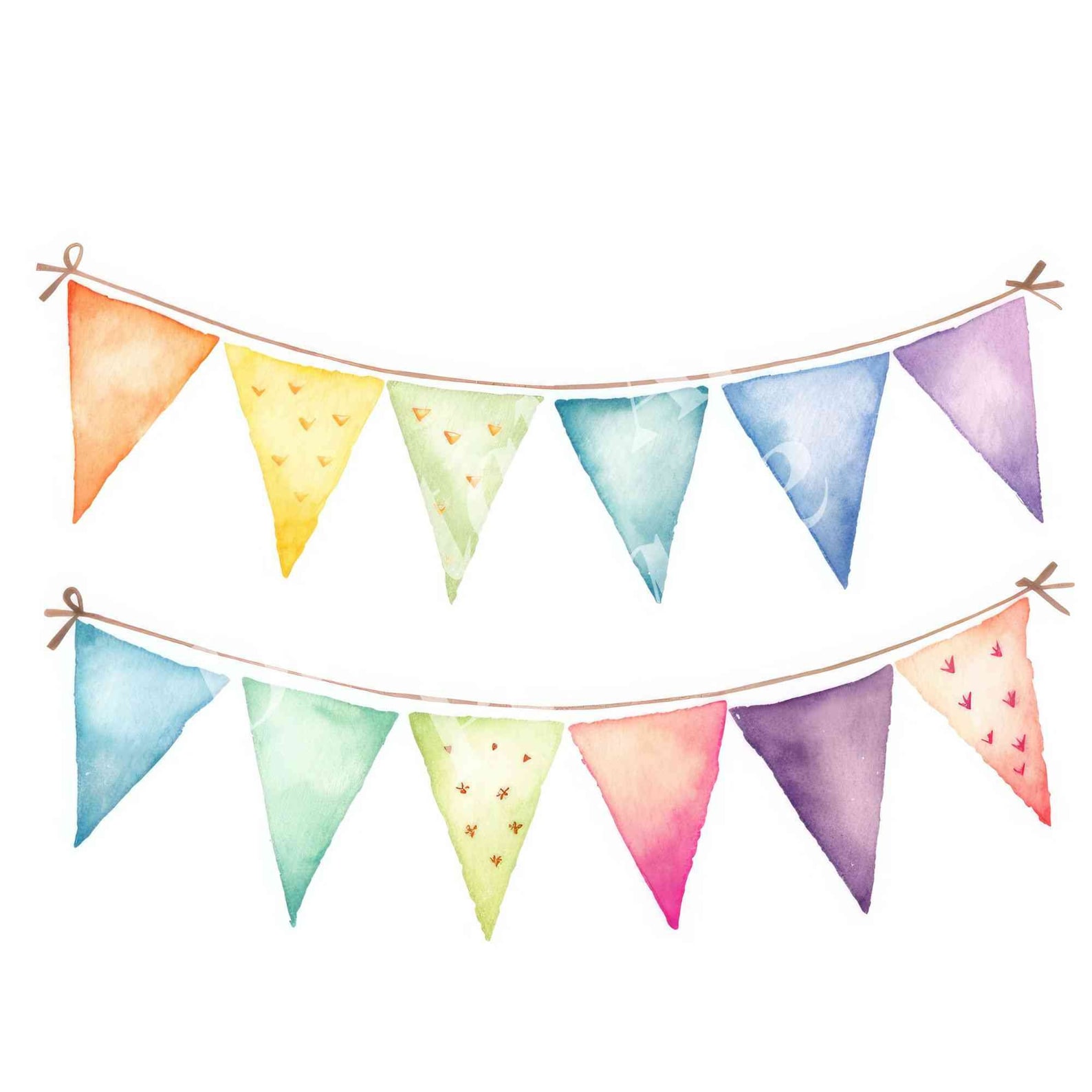 Wimpelkette Clipart Bundle Geburtstag Aquarell Clipart JPGs sofortiger ...