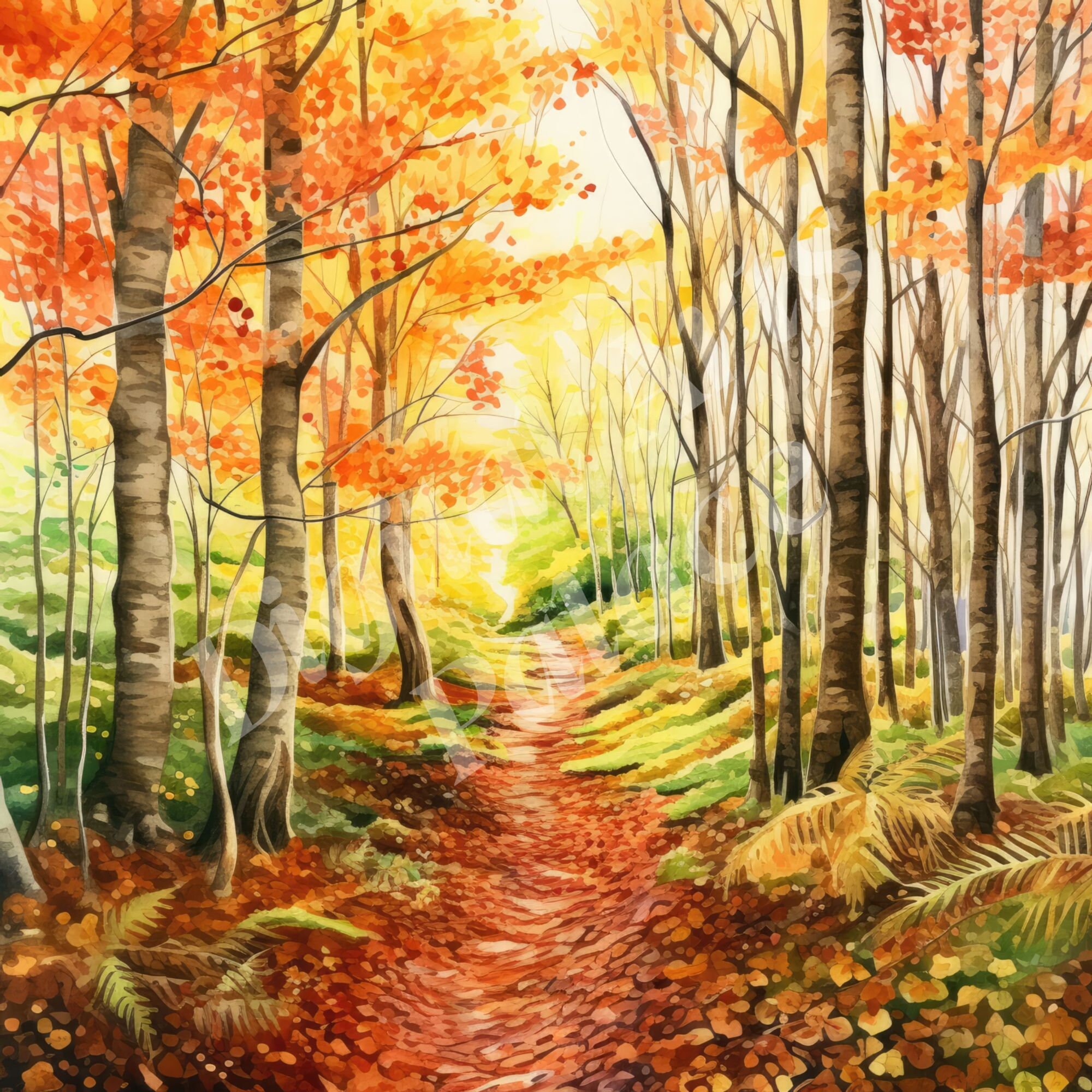 Fall Forest Trail Clipart Autumn Forest Clipart Jpgs - Etsy