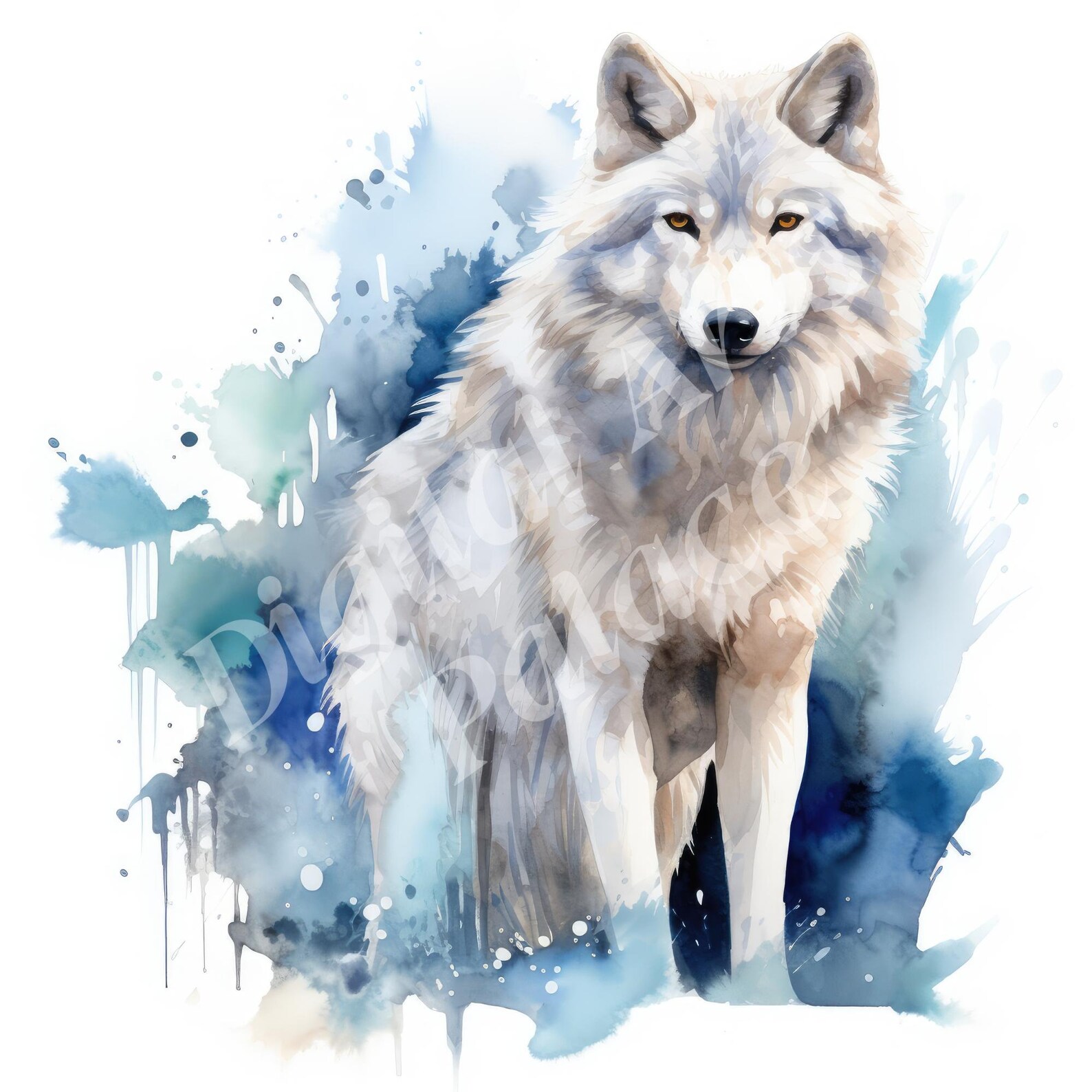 Wolf Clipart, Watercolor Arctic Wolf Clipart, Jpgs, Instant Digital ...