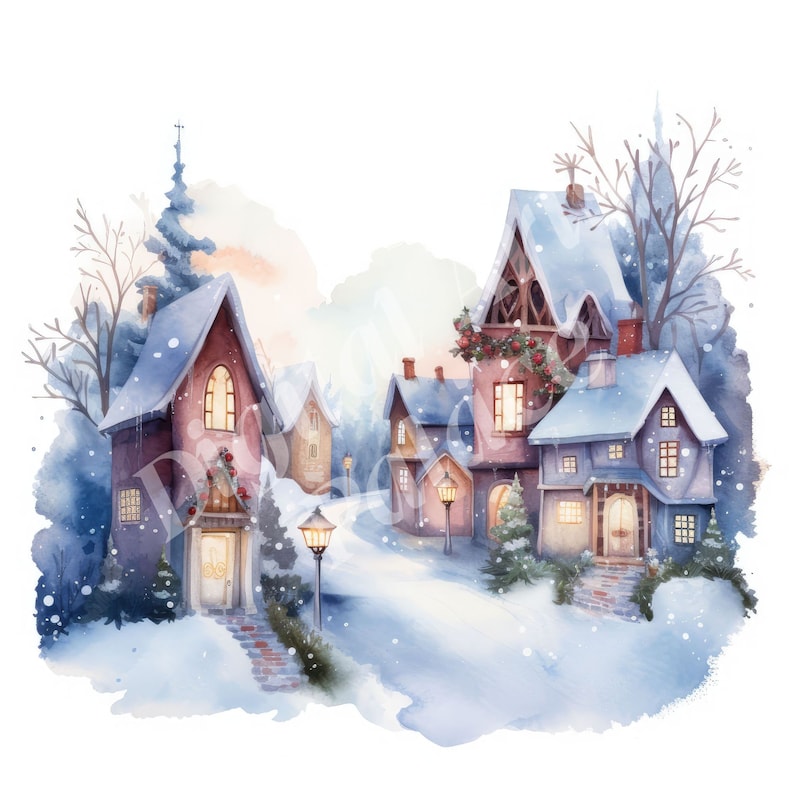 Winter Village Clipart Christmas Village Clipart Jpgs - Etsy UK