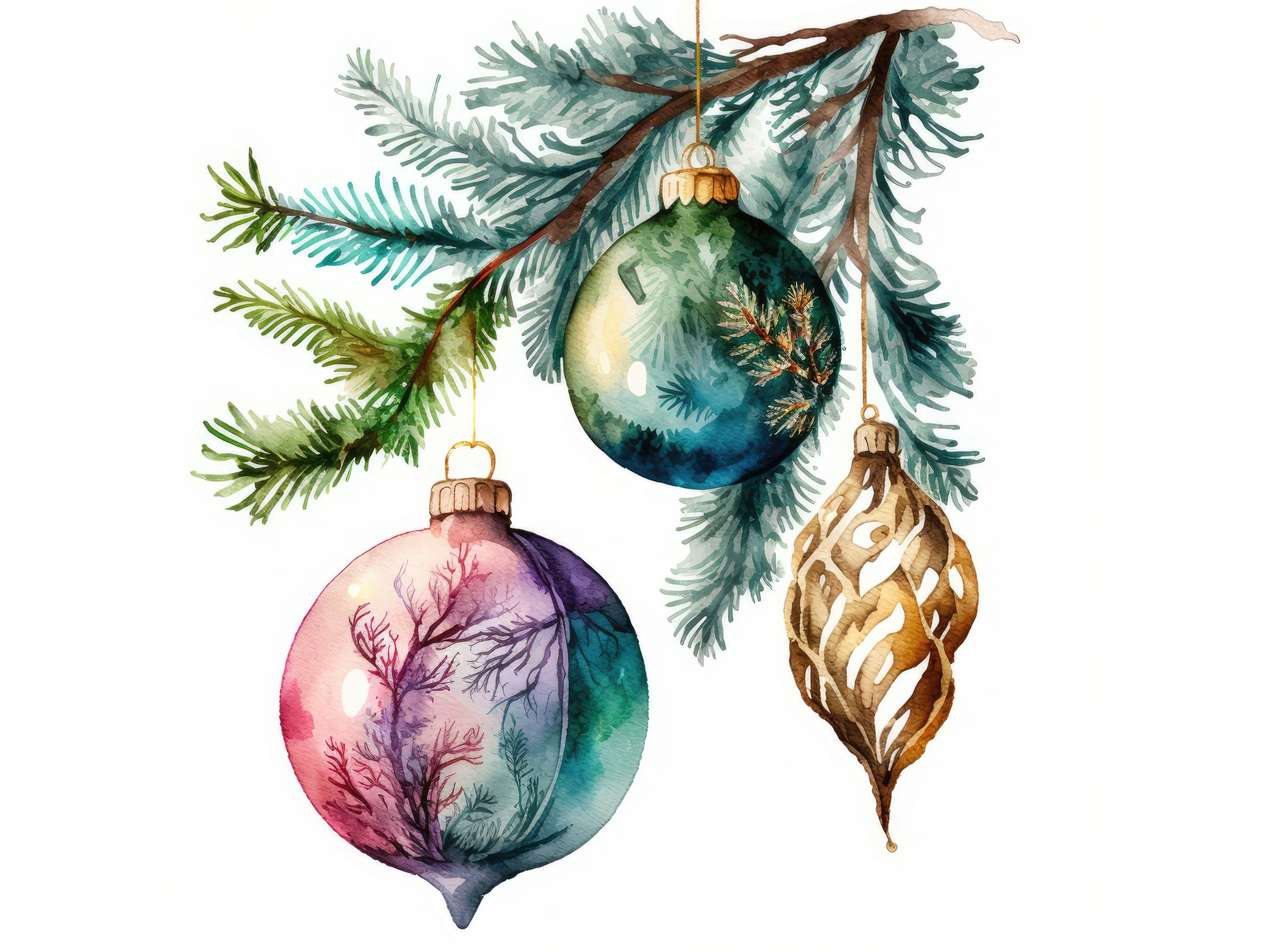 Christmas Baubles Clipart, Christmas Ornament Clipart, Jpgs, Instant ...