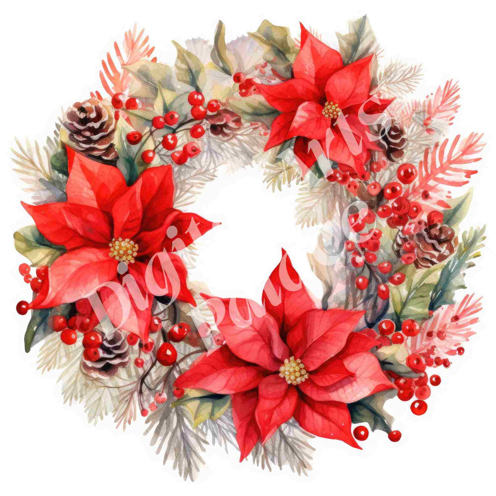 Christmas Wreath Clipart - Wreath Clipart - Jpgs - Instant Digital ...
