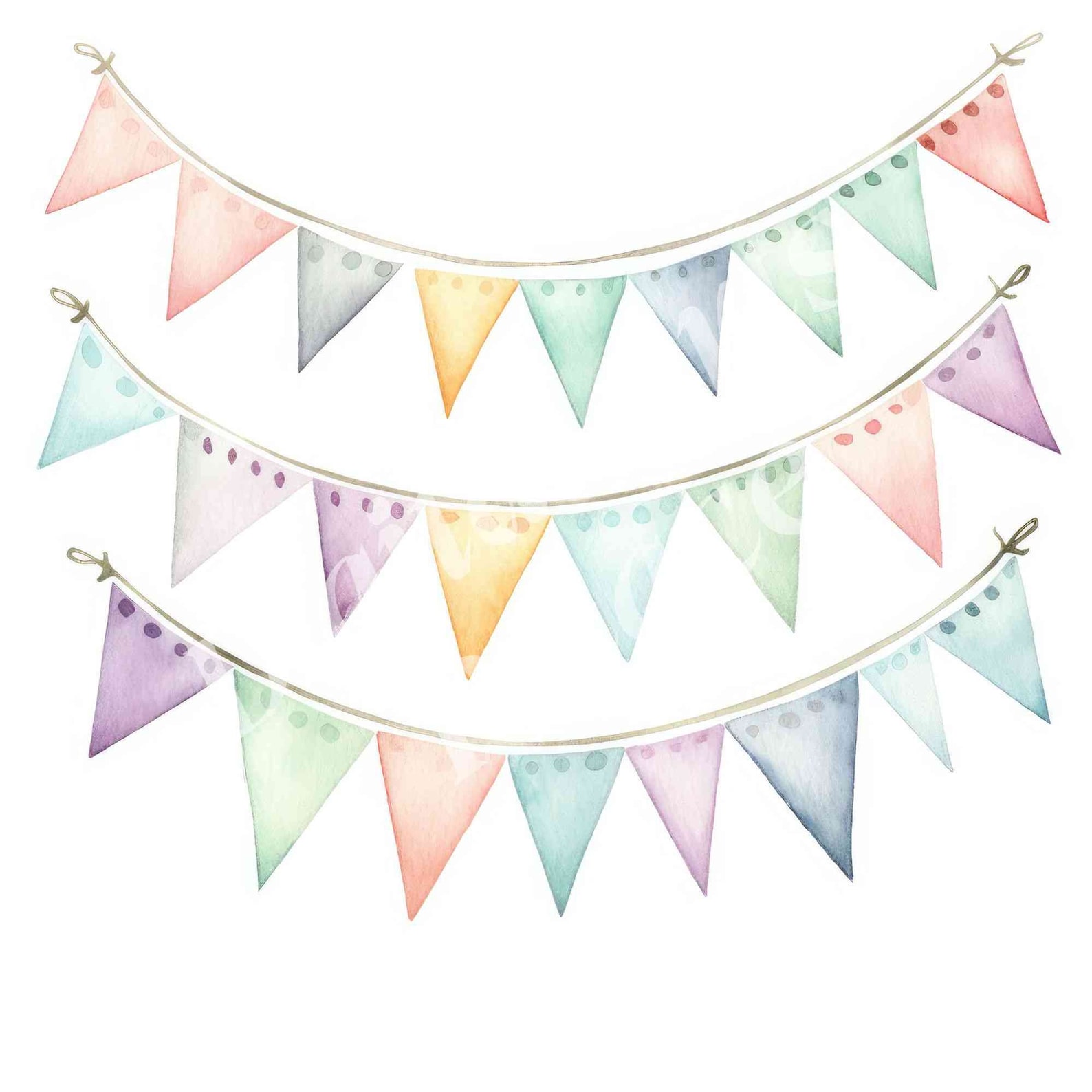 Wimpelkette Clipart Bundle - Geburtstag Aquarell Clipart - JPGs ...