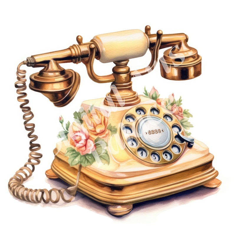Vintage Telephone Clipart, Telephone Clipart, Jpgs, Instant Digital ...