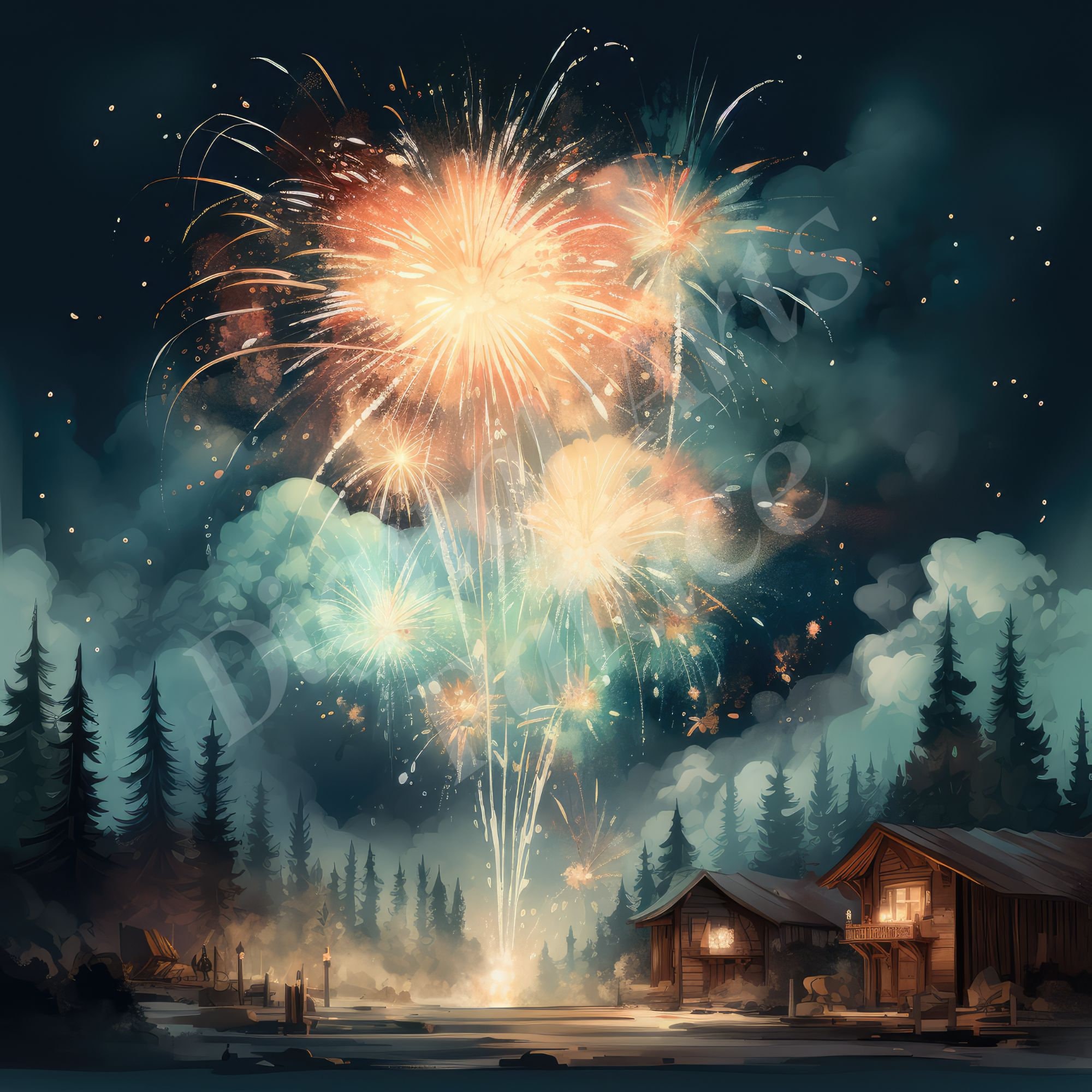 Fireworks Clipart, New Year Clipart, Jpgs, Instant Digital Download ...