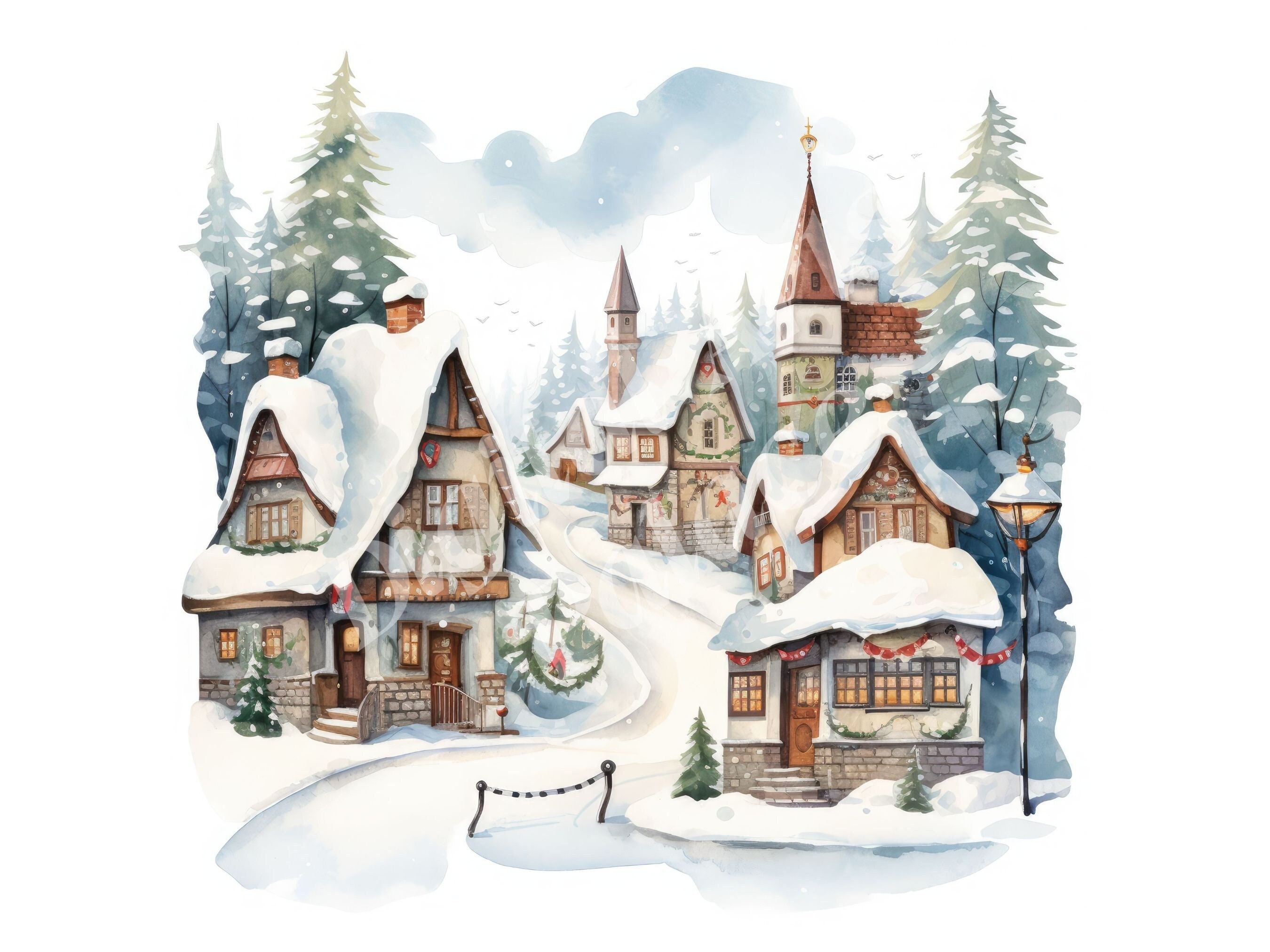 Winter Village Clipart Christmas Village Clipart Jpgs - Etsy UK