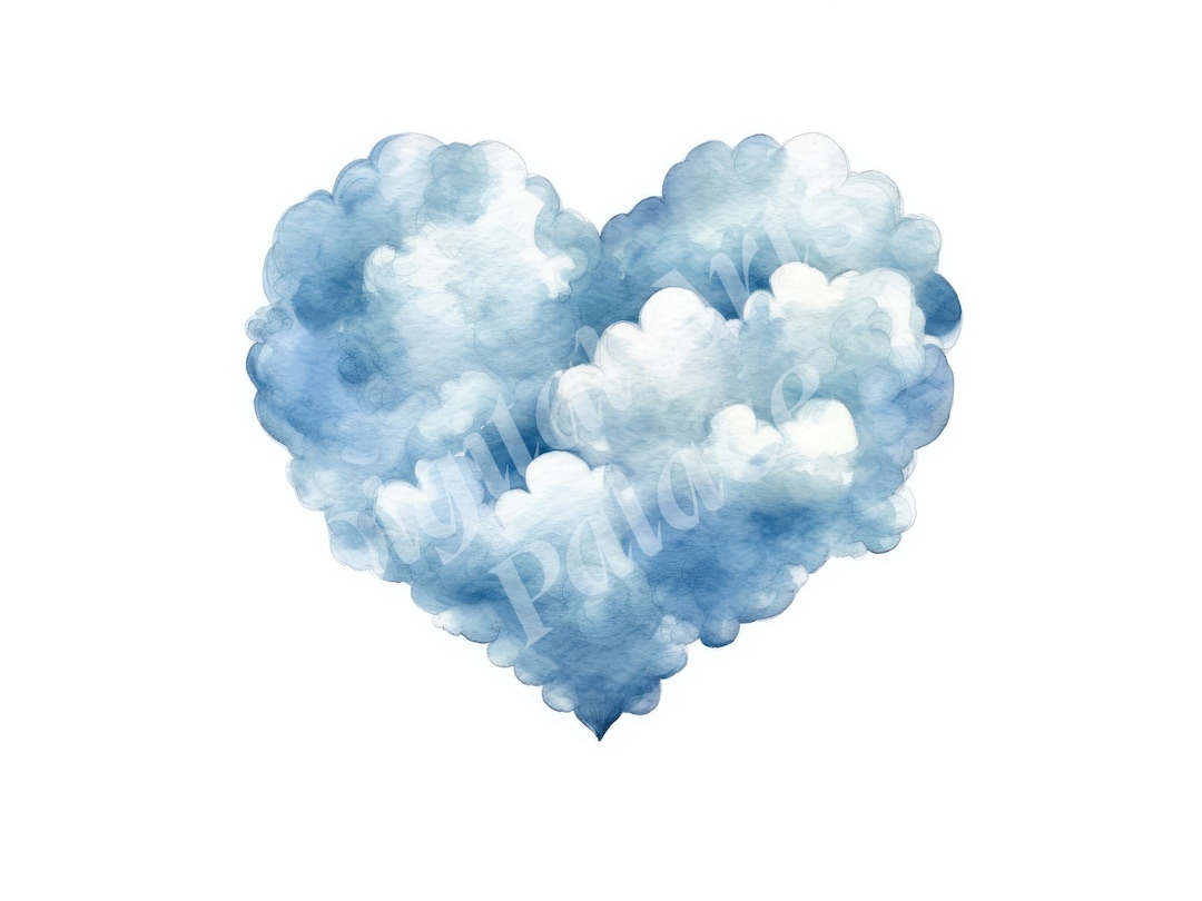 Heart Cloud Clipart, Cloud Clipart, Jpgs, Instant Digital Download ...