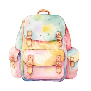 Backpack Clipart, Watercolor School Backpack Clipart, Jpgs, Instant ...