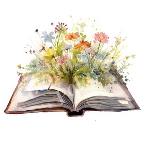 Floral Open Book Clipart Bundle, Fantasy Open Book Clipart, Jpgs ...