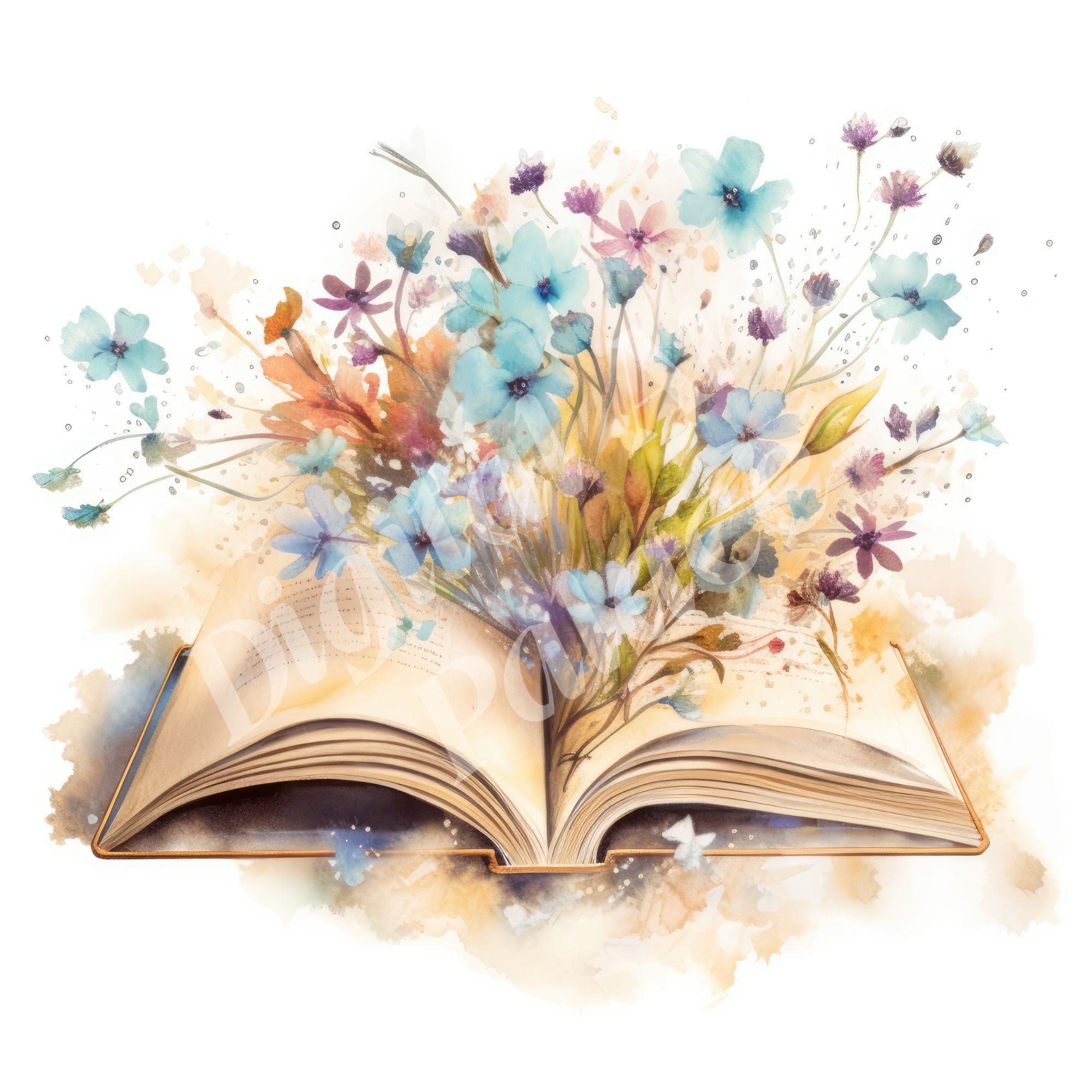 Floral Open Book Clipart Bundle, Fantasy Open Book Clipart, Jpgs ...