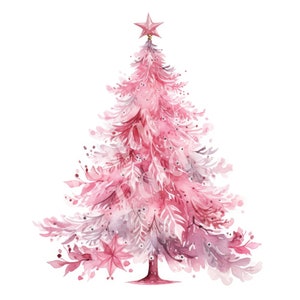 Pink Christmas Tree Clipart, Christmas Clipart, Jpgs, Instant Digital ...