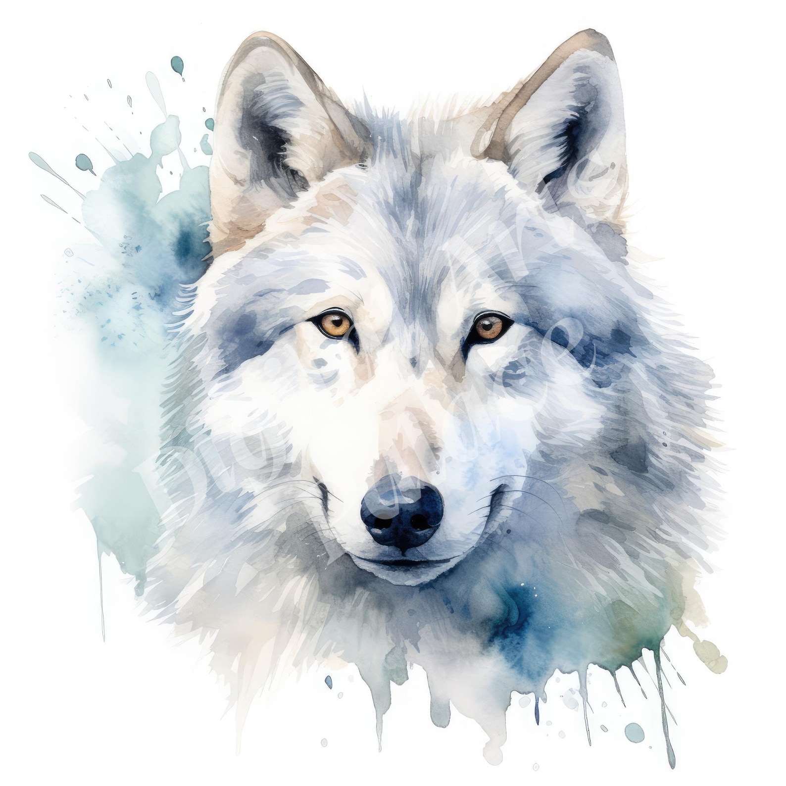 Wolf Clipart, Watercolor Arctic Wolf Clipart, Jpgs, Instant Digital ...