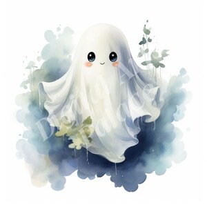 Cute Ghost Clipart Bundle - Halloween Watercolor Clipart - Jpgs ...