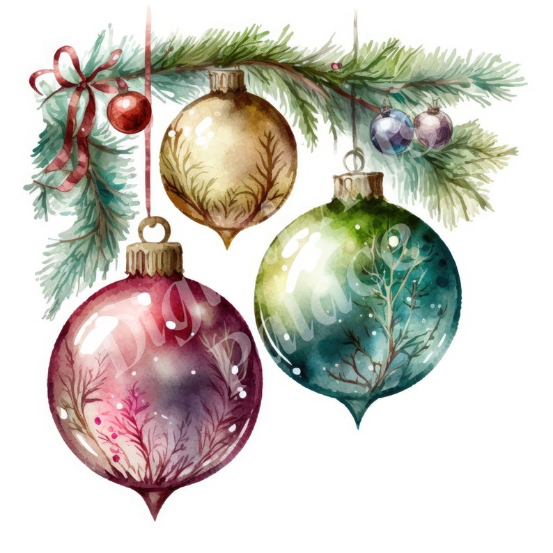 Christmas Baubles Clipart Christmas Ornament Clipart Jpgs - Etsy