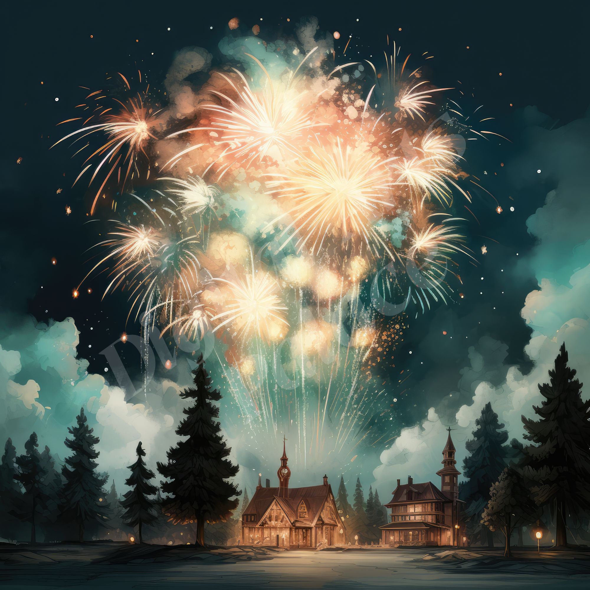 Fireworks Clipart, New Year Clipart, Jpgs, Instant Digital Download ...