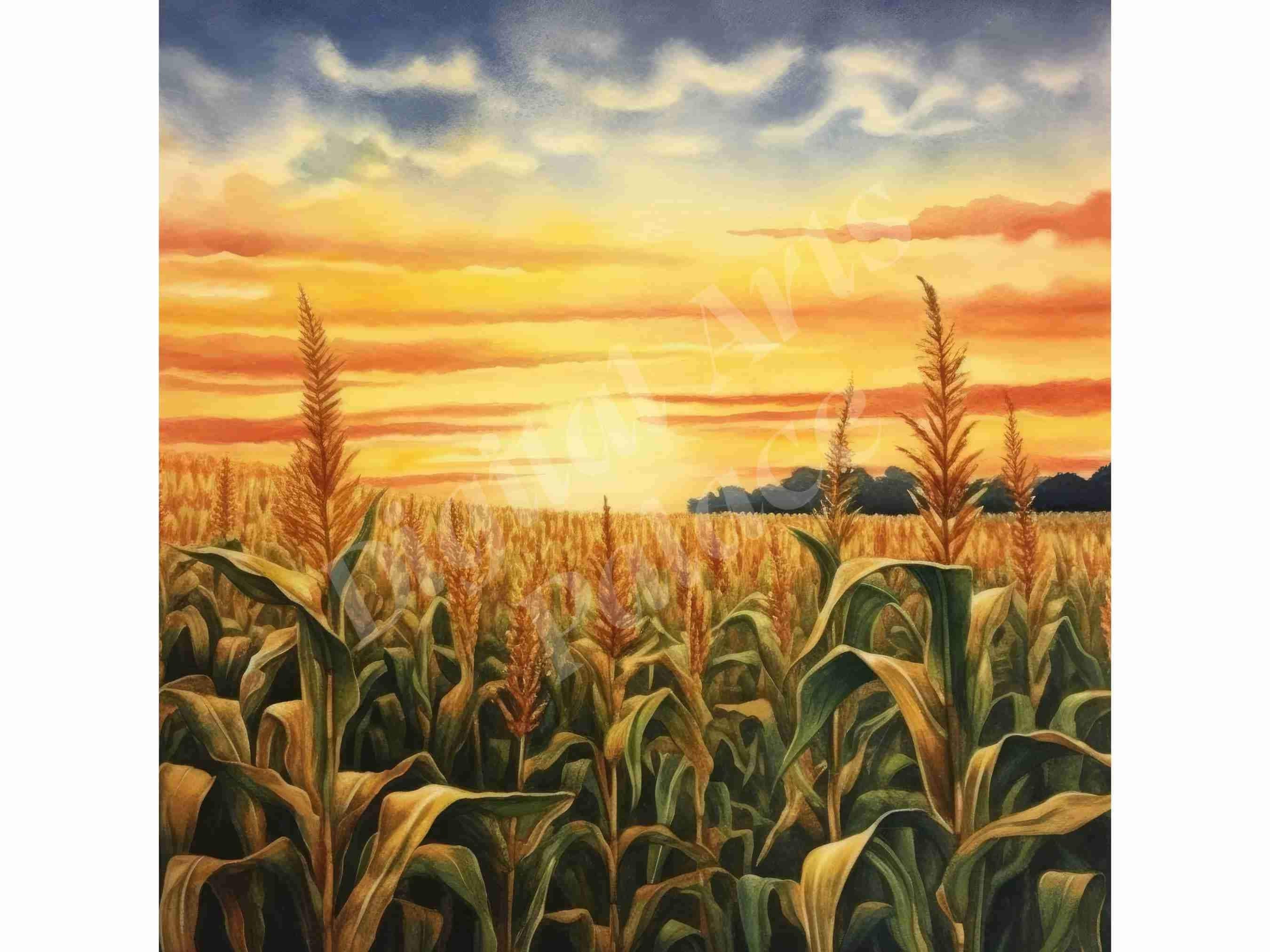 Corn Field Clipart Bundle Sunset Clipart Jpgs Instant Digital Download ...