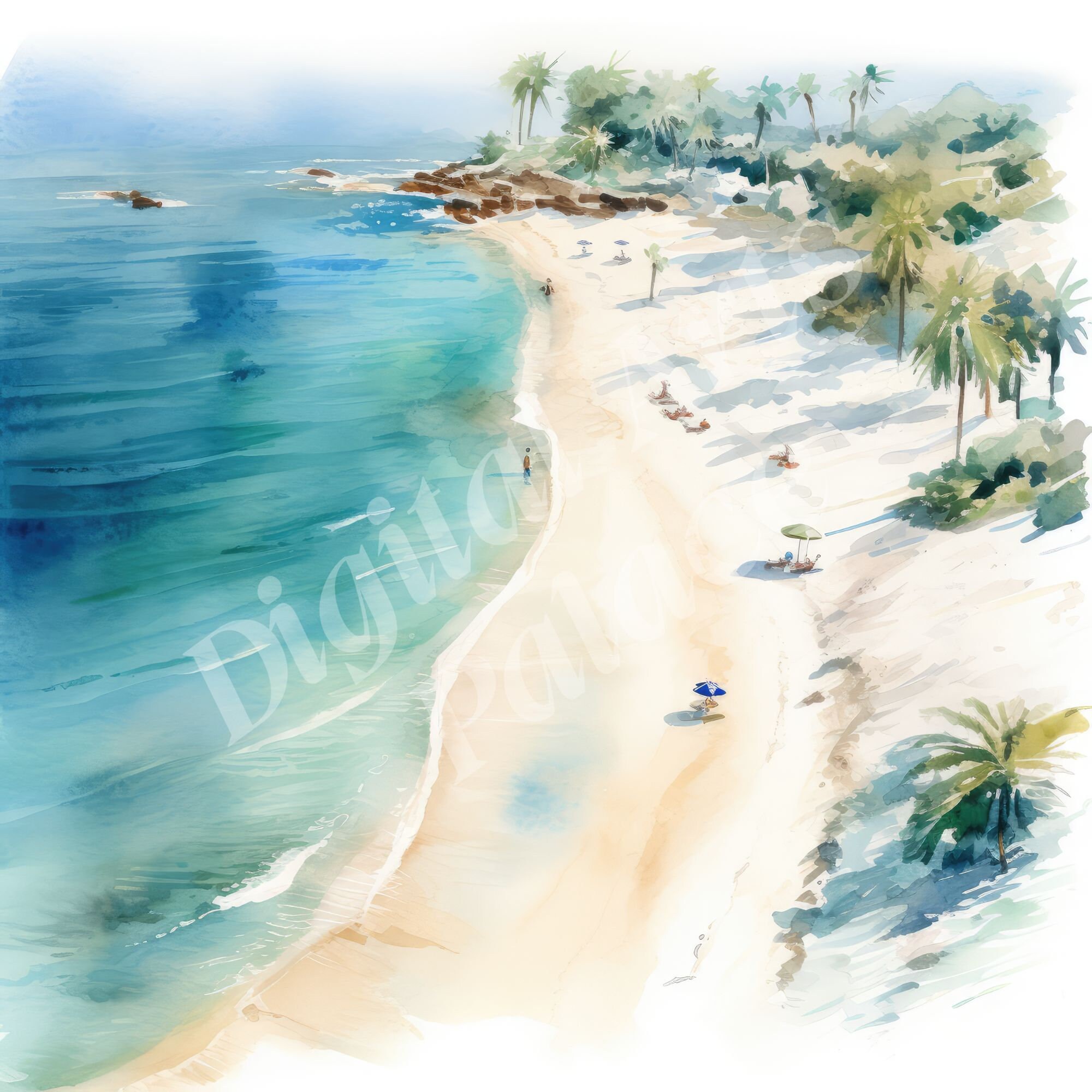 Beach Clipart Watercolor Beach Clipart Jpgs Instant Digital - Etsy