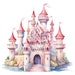 Princess Castle Clipart, Pastel Watercolor Castle Clipart, Jpgs ...