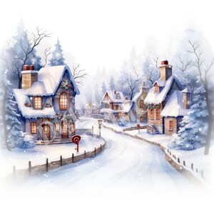Winter Village Clipart, Christmas Village Clipart, Jpgs, Instant ...