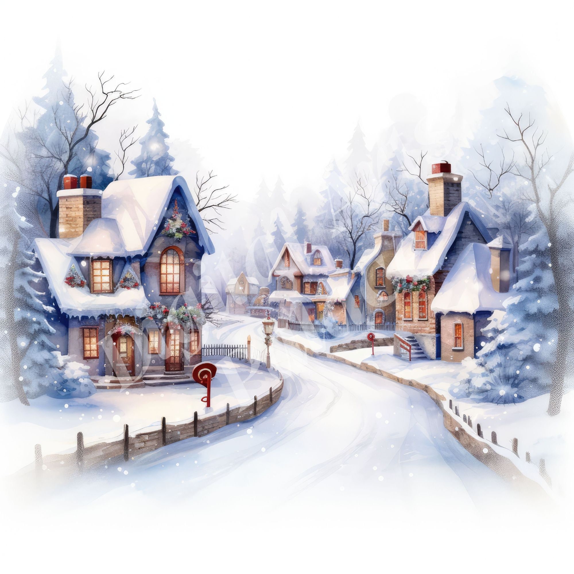 Winter Village Clipart Christmas Village Clipart Jpgs - Etsy UK