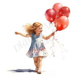 Girl and Balloons Clipart, Balloons Clipart, Jpgs, Instant Digital ...