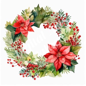 Christmas Wreath Clipart - Wreath Clipart - Jpgs - Instant Digital ...