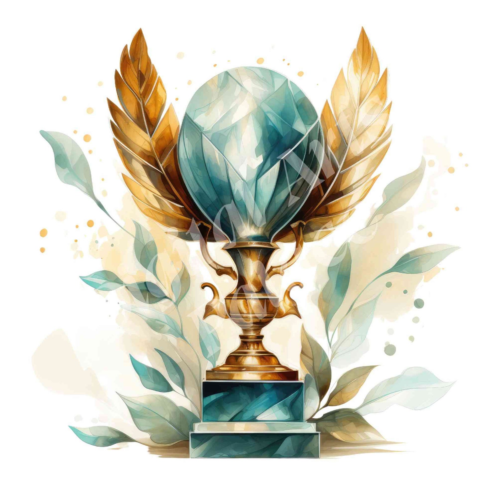 Trophy Clipart, Watercolor Award Clipart, Jpgs, Instant Digital ...