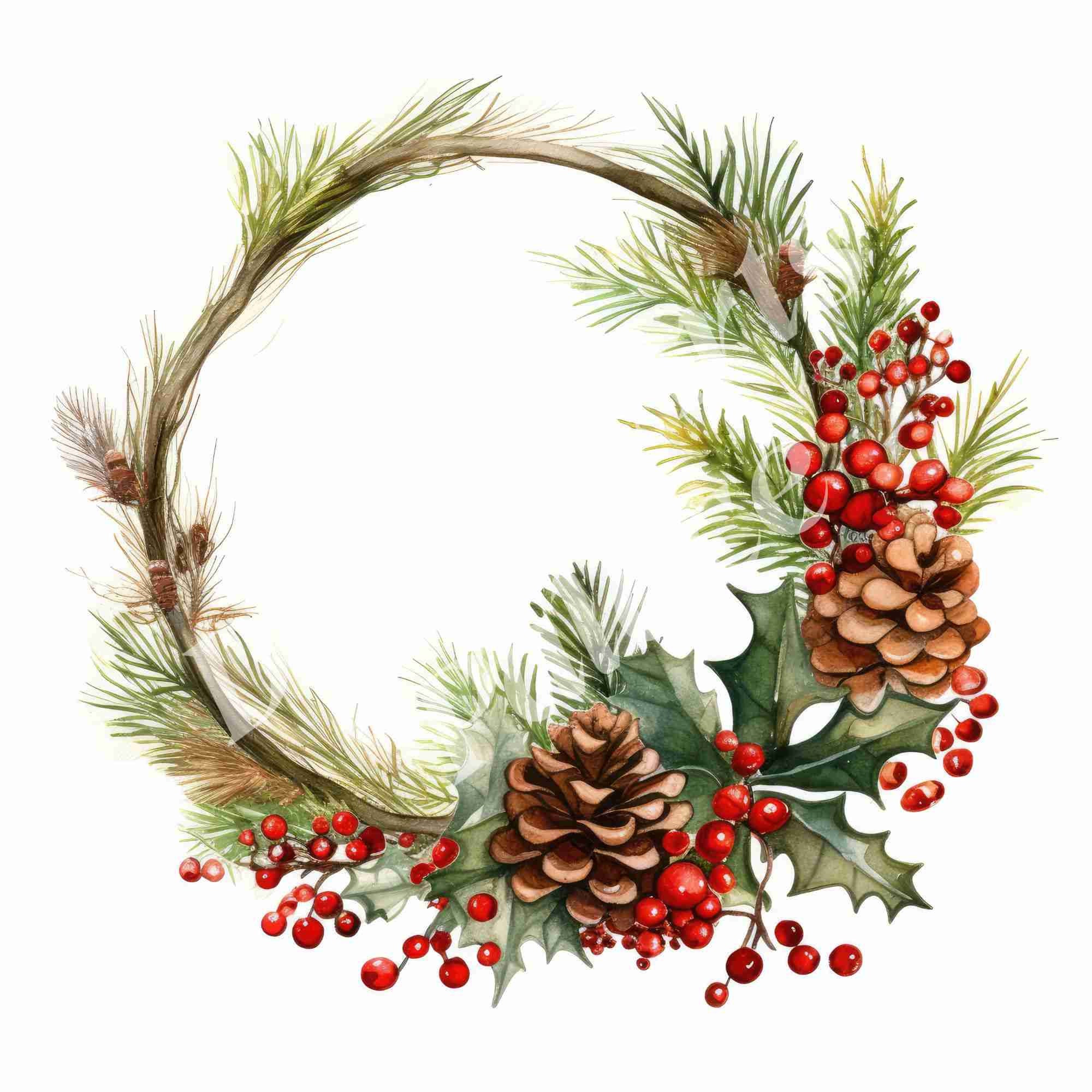 Christmas Wreath Clipart Wreath Clipart Jpgs Instant Digital Download ...