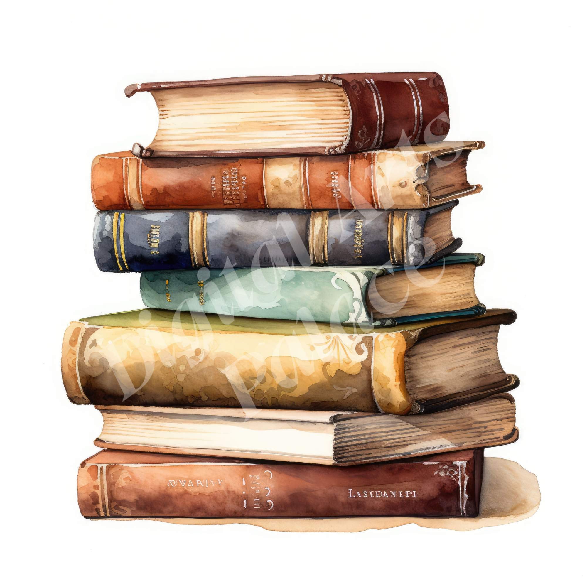 Stack of Books Clipart, Vintage Books Clipart, Jpgs, Instant Digital ...