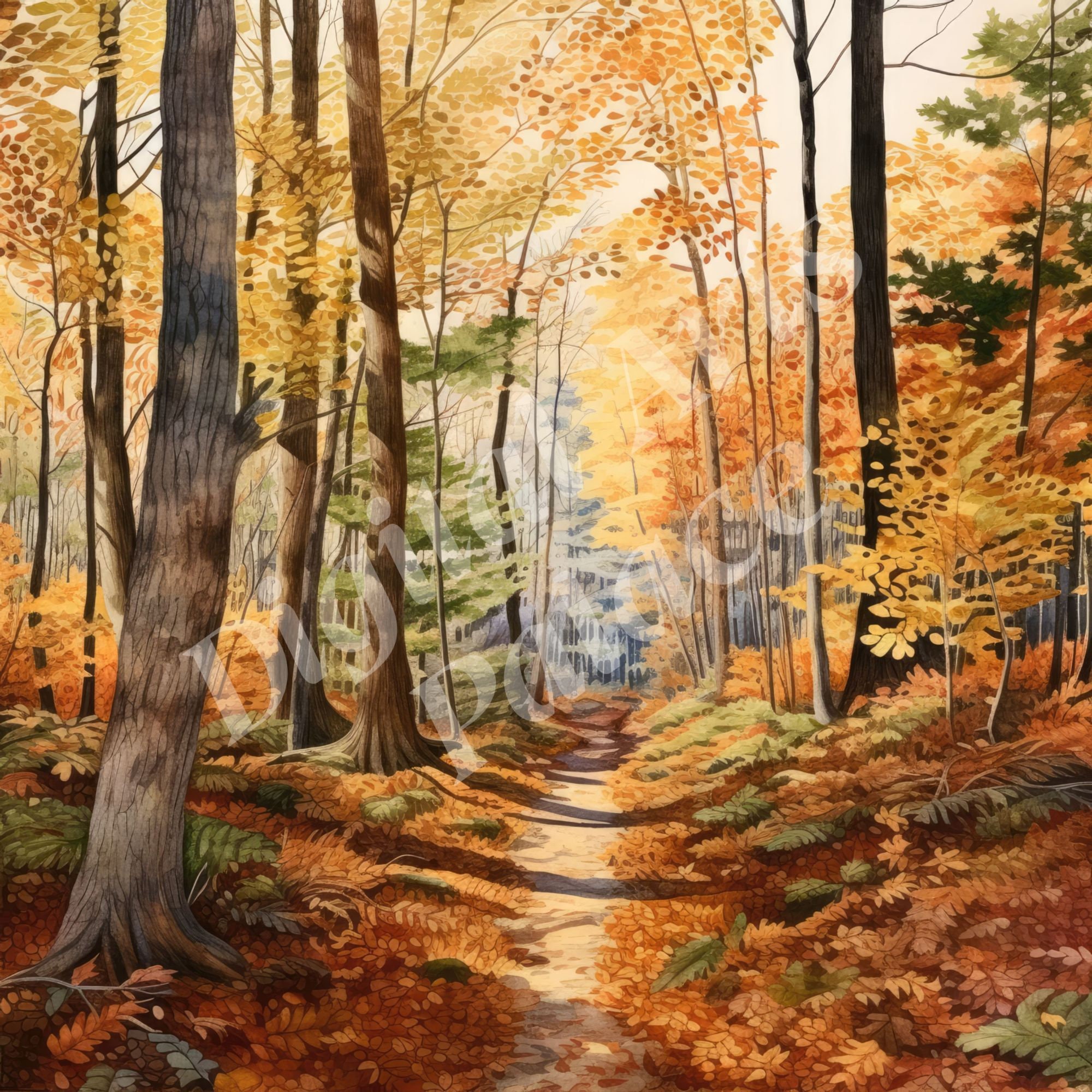 Fall Forest Trail Clipart Autumn Forest Clipart Jpgs - Etsy
