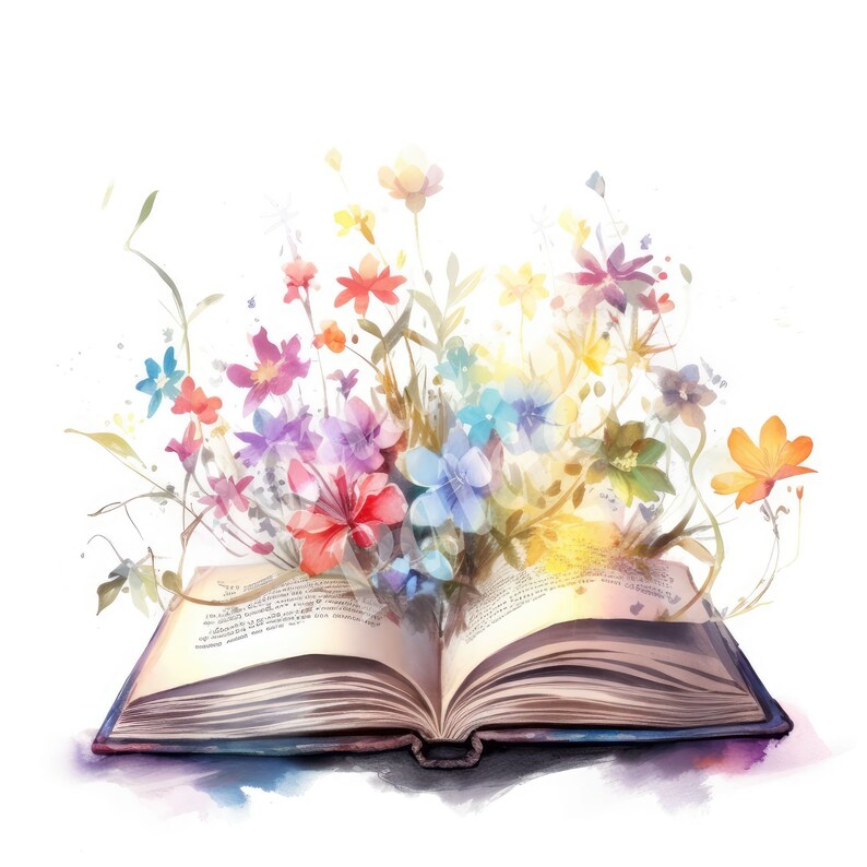 Floral Open Book Clipart Bundle, Fantasy Open Book Clipart, Jpgs ...
