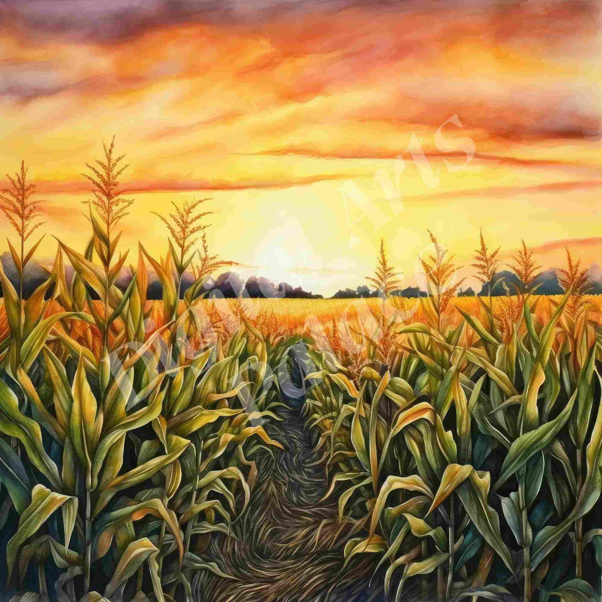 Corn Field Clipart Bundle Sunset Clipart Jpgs Instant Digital Download ...