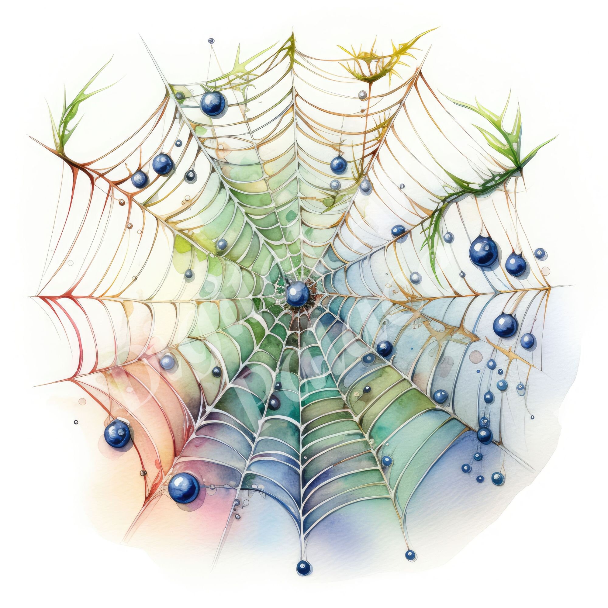 Cobweb Watercolor Clipart Bundle, Fall Halloween Spiderweb Clipart ...