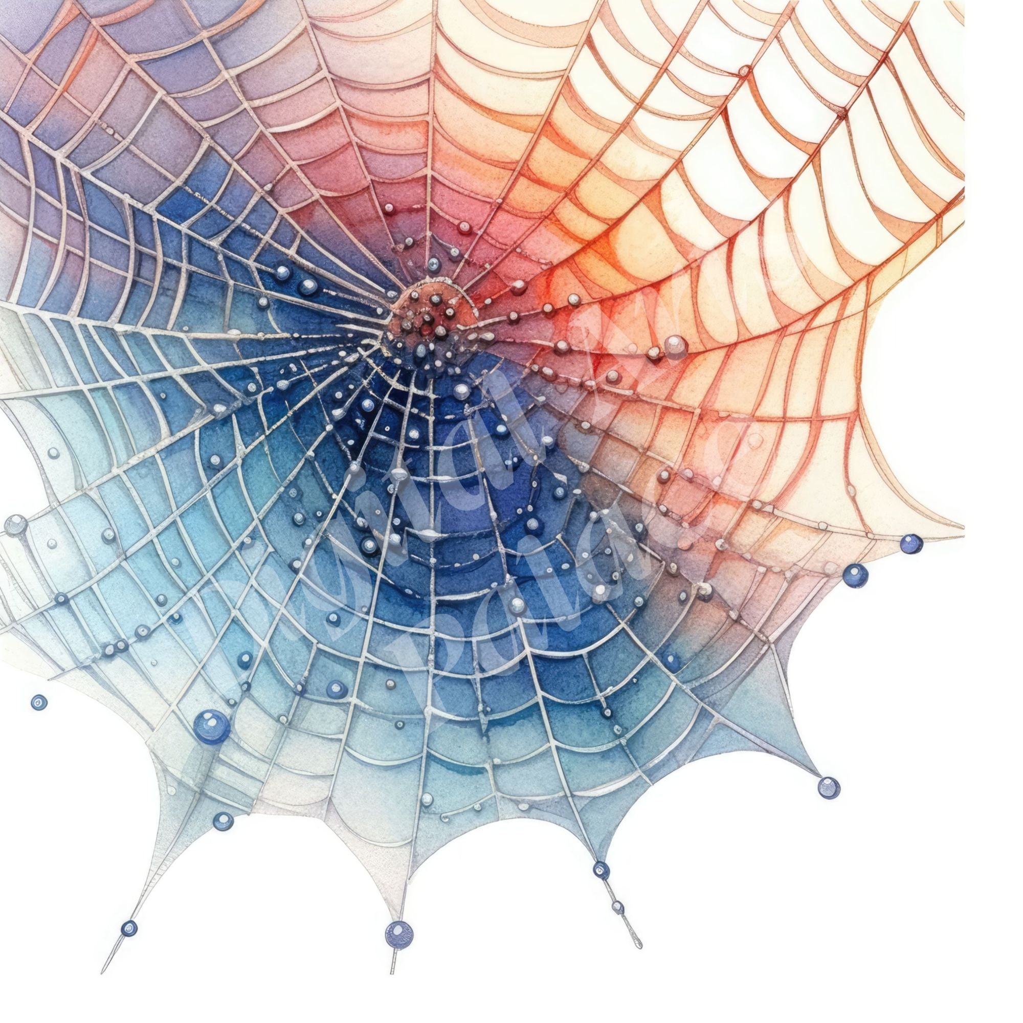 Cobweb Watercolor Clipart Bundle, Fall Halloween Spiderweb Clipart ...