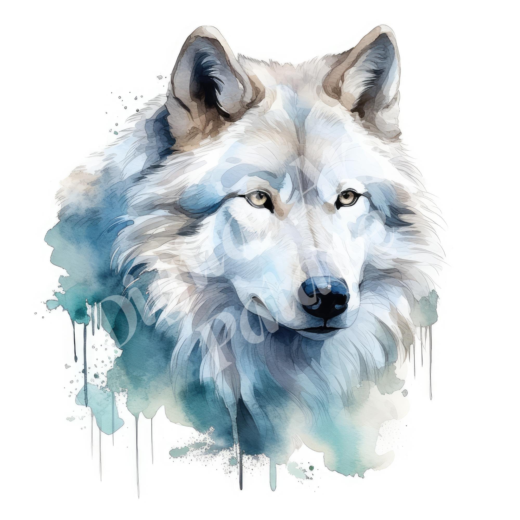 Wolf Clipart, Watercolor Arctic Wolf Clipart, Jpgs, Instant Digital ...