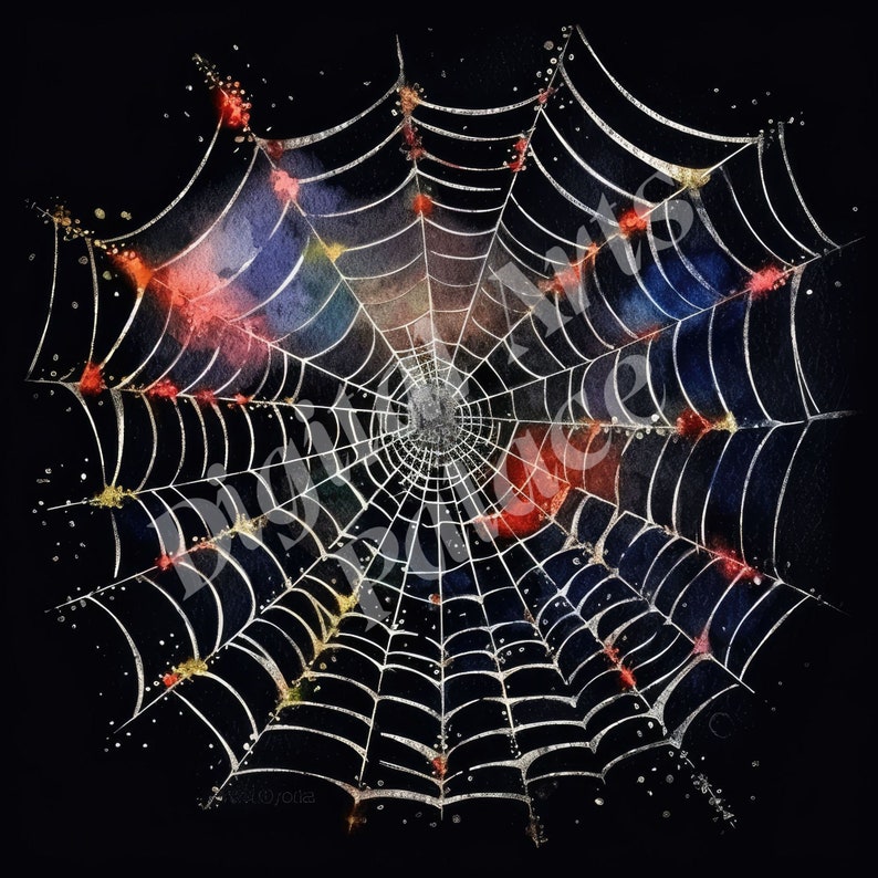 Cobweb Watercolor Clipart Bundle, Fall Halloween Spiderweb Clipart ...